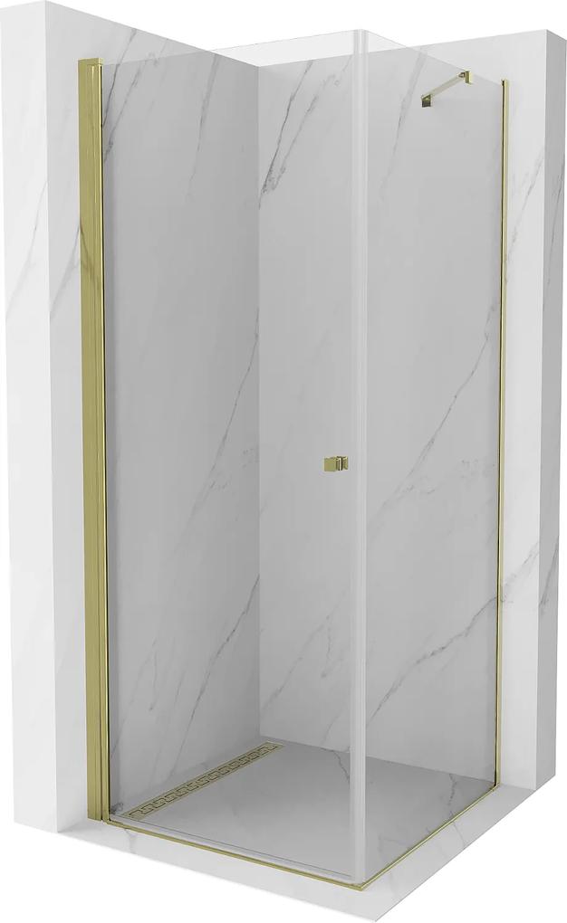 Mexen Pretoria, sprchový kout 100 (dveře) x 100 (stěna) cm, 6mm čiré sklo, zlatý profil, 852-100-100-50-00
