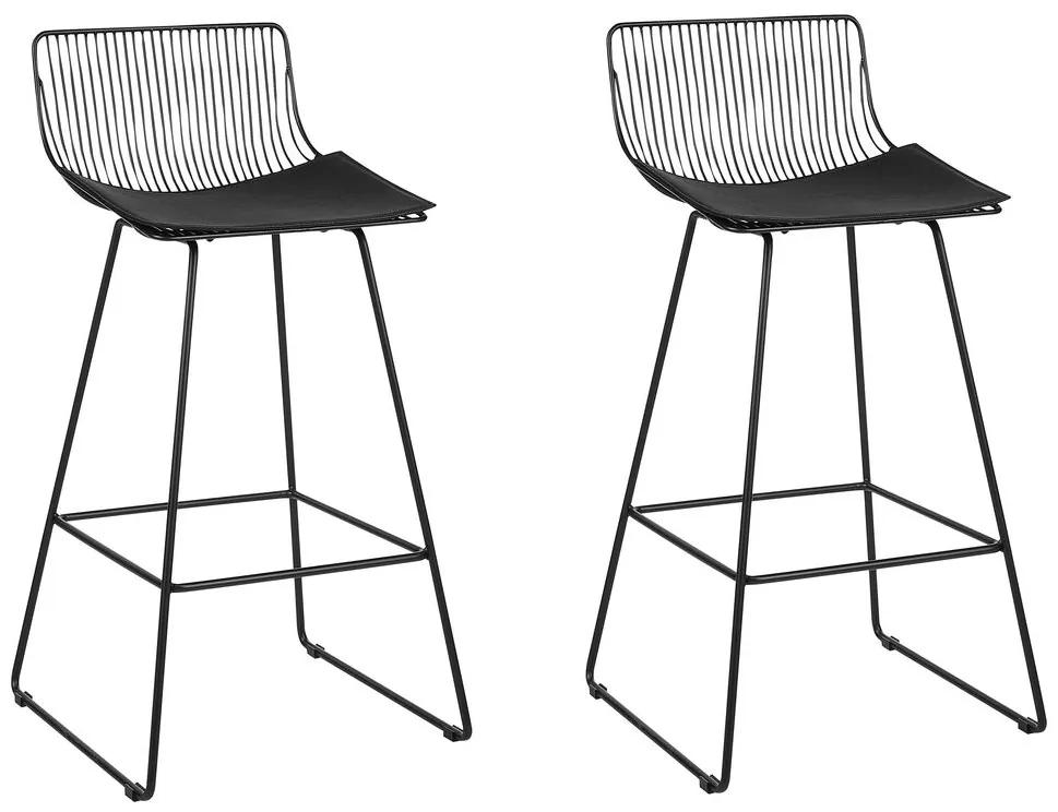 Sada 2 kovových barových židlí černé FREDONIA Beliani