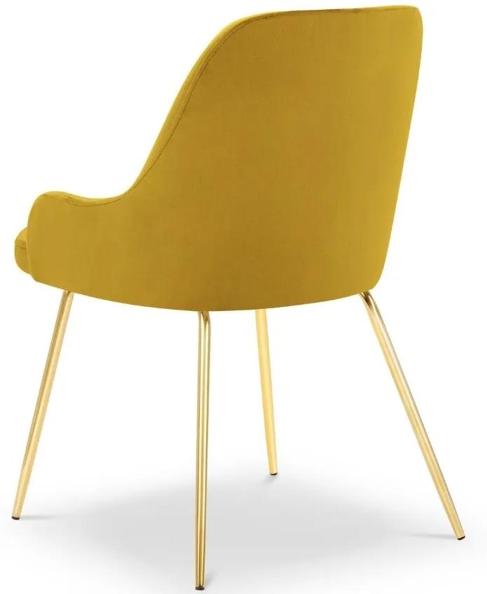 Žlutá sametová jídelní židle MICADONI CADIZ