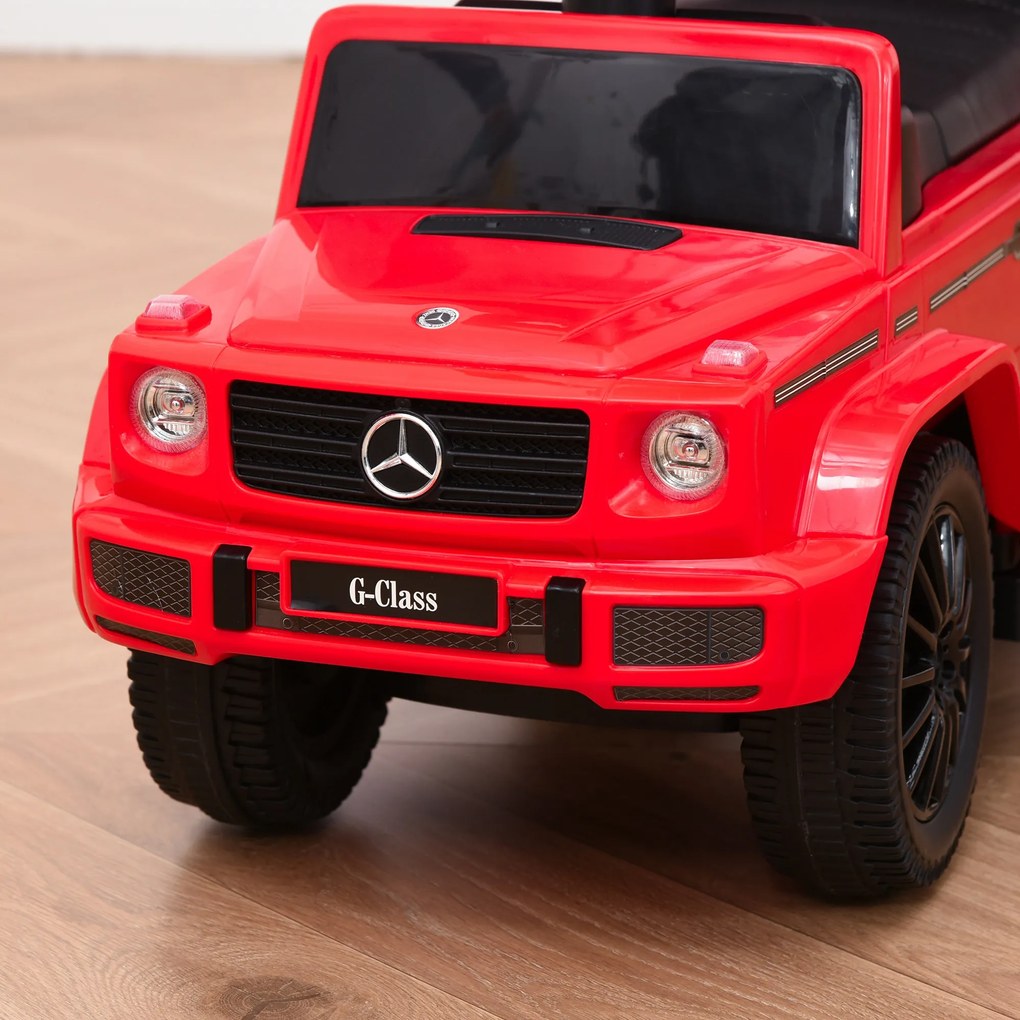 HOMCOM Posuvné autíčko s odrážedlem Mercedes-Benz G350 posuvné autíčko s volantem 3 v 1 pro děti 18-36 měsíců červené