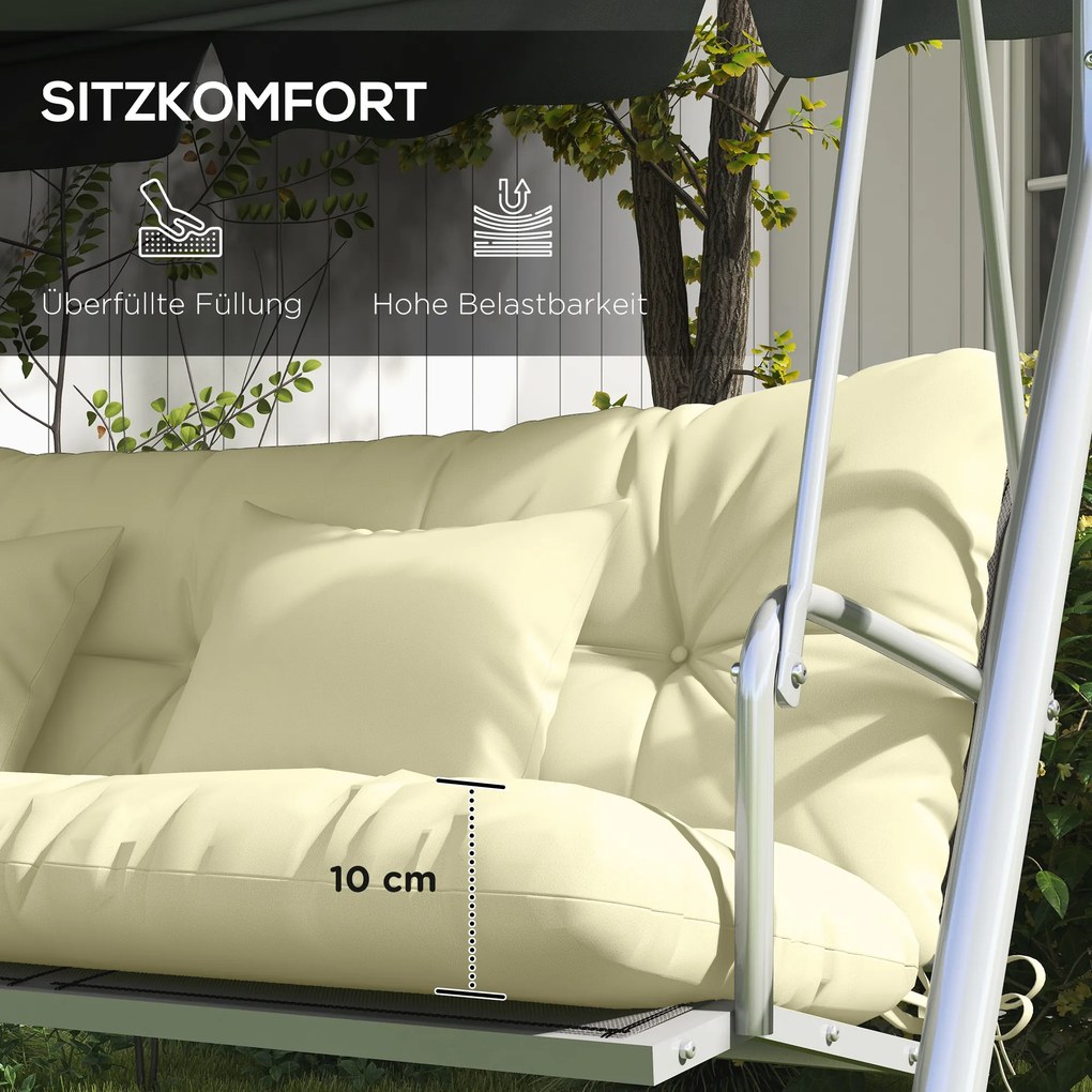 Outsunny Sada 4 venkovních polštářů na zahradní houpačku, 1 sedací polštář, 1 opěrný polštář a 2 polštáře Krémová