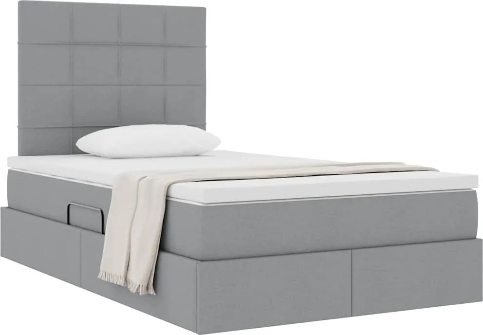 Postel s úložným prostorem a matrací Světle šedá 120 x 200 cm 3371772