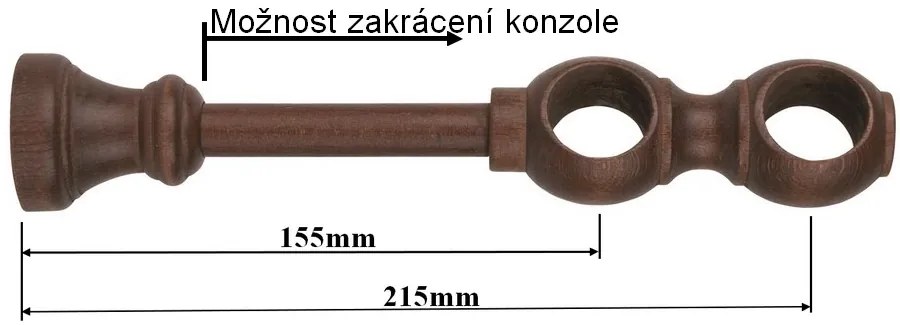 GARNÝŽE-HEBR Garnýž dřevěná ořech dvojitá 240 cm