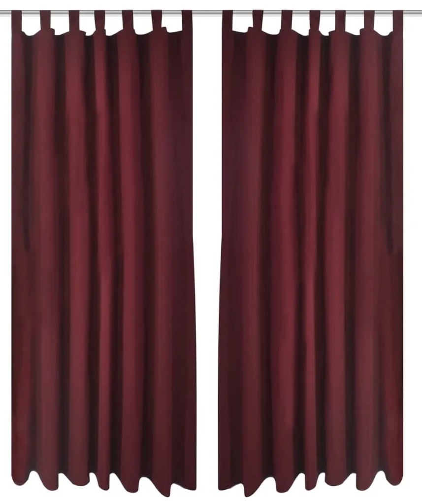 Mikrosaténové závěsy s poutky 2 ks 140 x 225 cm vínové 130363