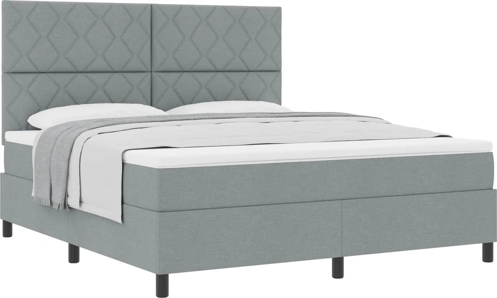 Postel s boxspringem s čelo Světle šedá 180 x 200 cm textil 3339483