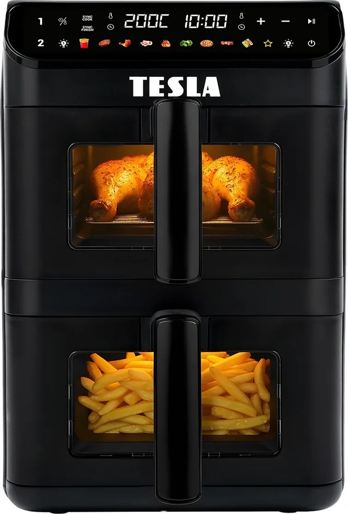TESLA AirCook DualZone Q670 XXL - multifunkční duální digitální horkovzdušná fritéza