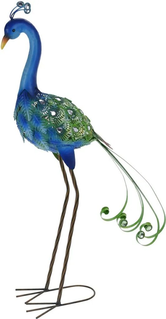 Zahradní kovová figurka Peafowl, 80 cm, modrá