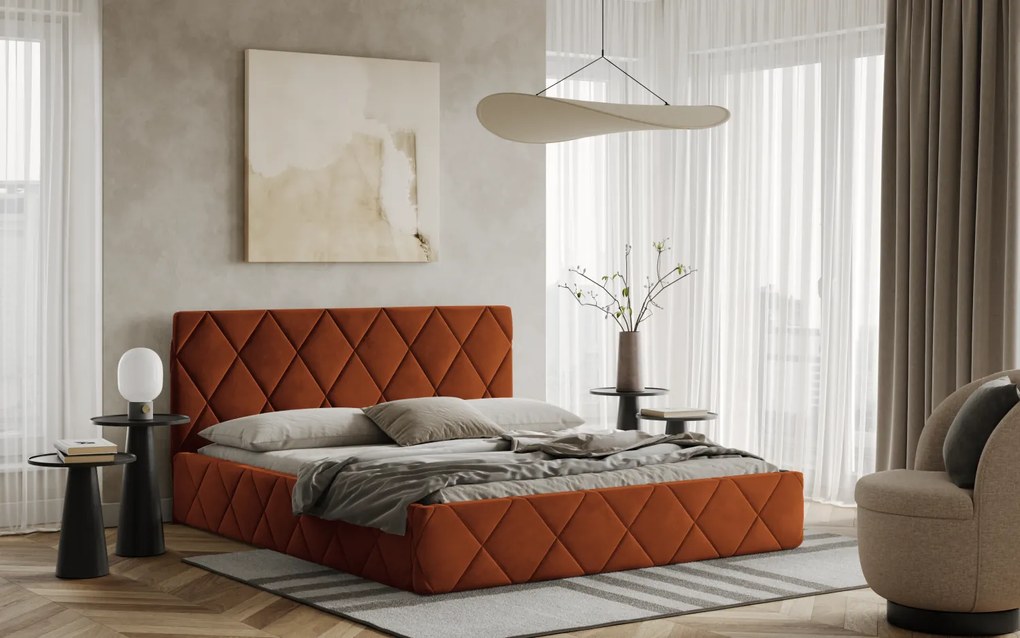 Postel LUKA 160x200 měděná s úložným prostorem