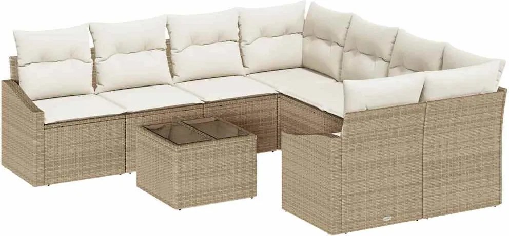 Set pohovek 9 ks Béžová a krémová polyratan 3346661