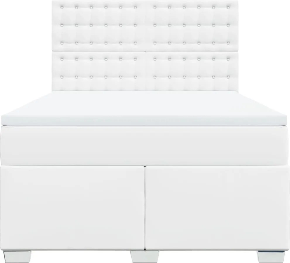 Box spring postel s matrací bílá 160x200 cm umělá kůže 3290729