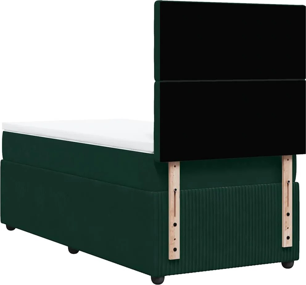 Box spring postel s matrací tmavě zelená 80 x 200 cm samet 3292205