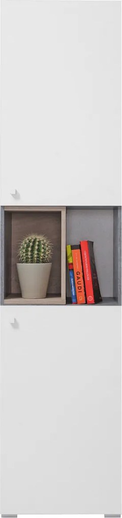 Regál SIGMA SI 5 L/P | policový | 45 cm | UNI provedení | beton/bílá/dub