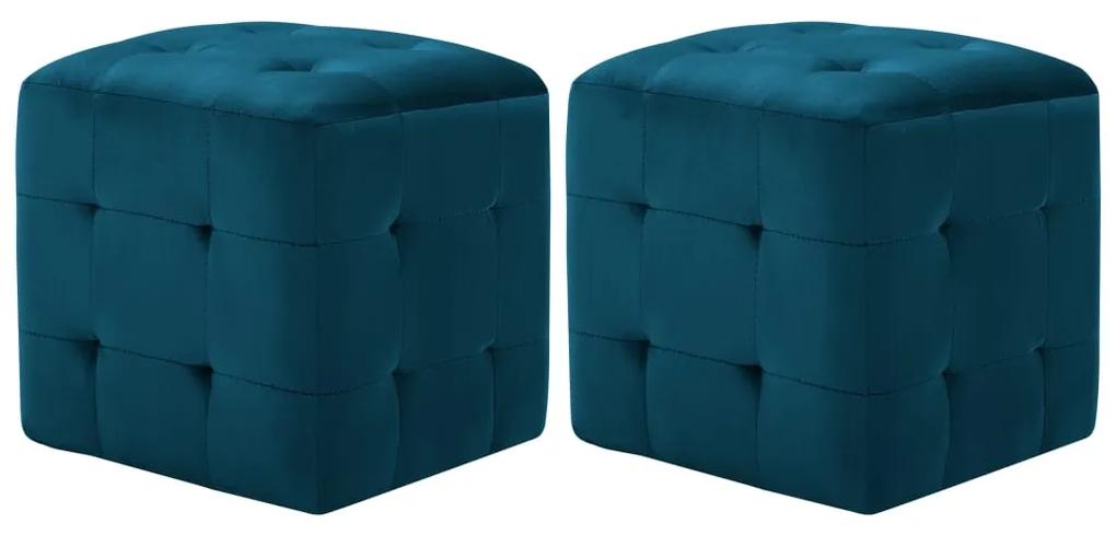 Noční stolky 2 ks -  sametová látka - modré | 30x30x30 cm