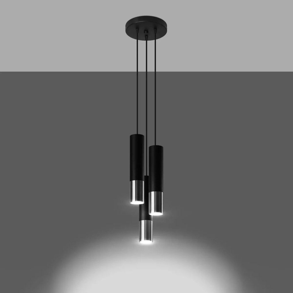 Sollux Lighting Závěsné svítidlo LOOPEZ 3P Černá/chromové