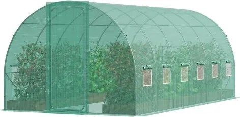Walk-in tunelový skleník 5,9 × 2,95 × 2,26 m pozinkovaný rám PE kryt zelený