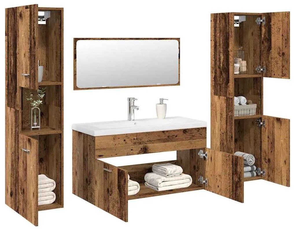 5dílná koupelnová sestava old wood kompozitní dřevo 3328919