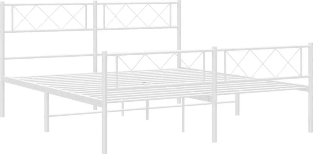 vidaXL Kovový rám postele s hlavovým a nožním čelem 120 x 200 cm [372342] Barva: Bílá