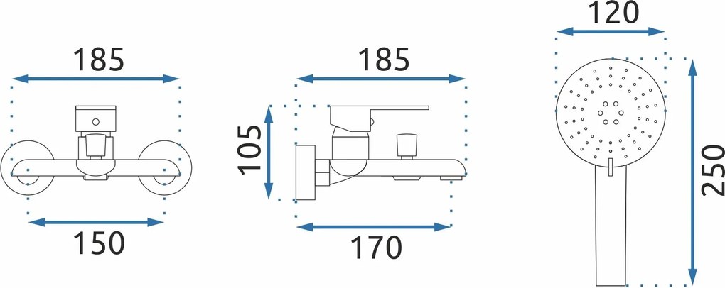 Rea Bloom, vanová baterie s bodovou ruční sprchovou sadou, černá-zlatá, REA-B9939