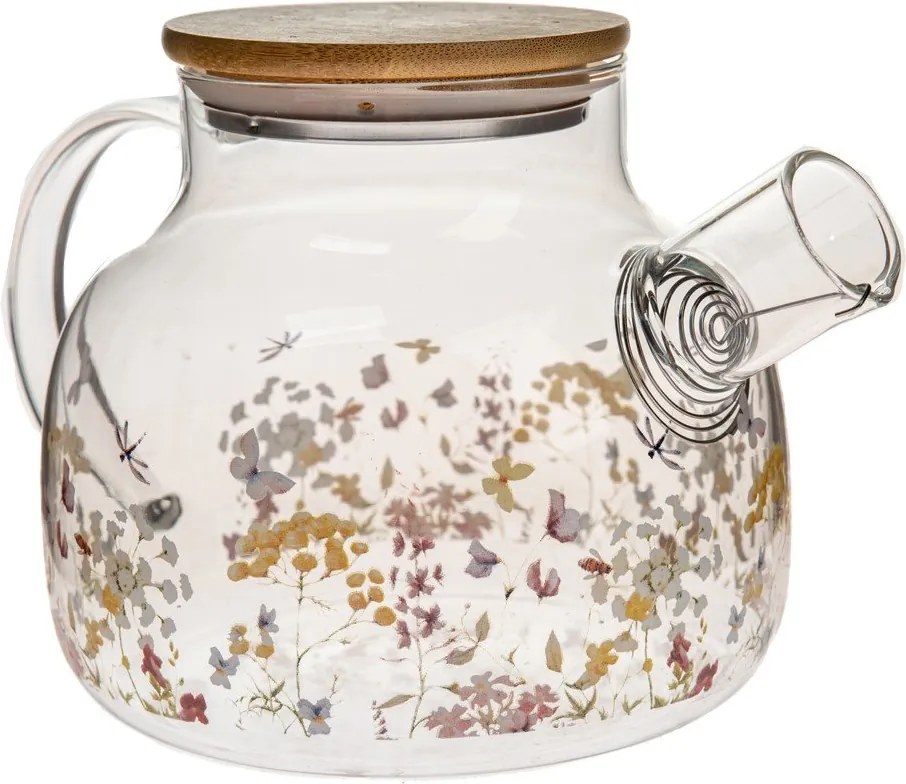 Skleněná konvice na čaj 1 l Flowers – Dakls