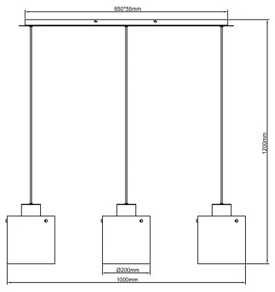 Brilliant - Lustr na lanku BETH 3xE27/60W/230V černá/kouřová