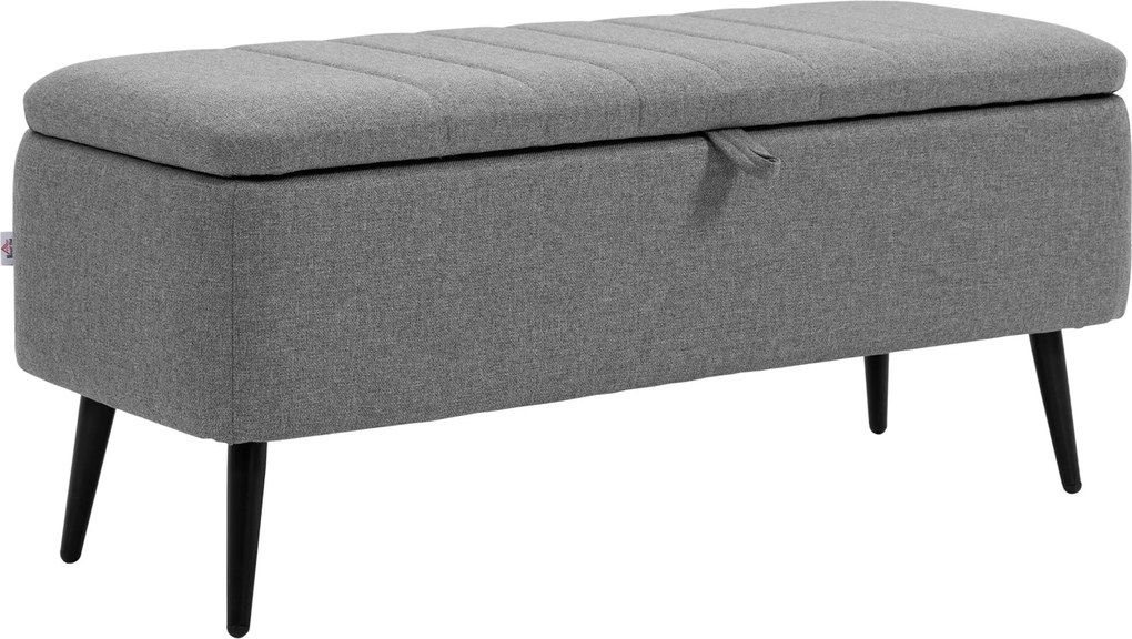 HOMCOM Úložná Lavice s Polstrovaným Sedadlem, Ottoman s Ocelovými Nohami, Úložný Truhlicový Stolek do Obývacího Pokoje, Ložnice nebo Chodby 102 x 40 x