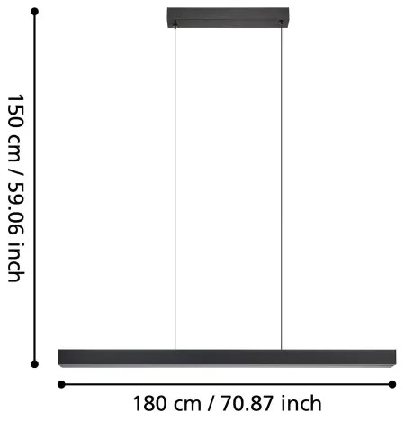 Eglo 390368 - LED Stmívatelný lustr na lanku MONTEBUONO LED/20W/230V 3000K černá