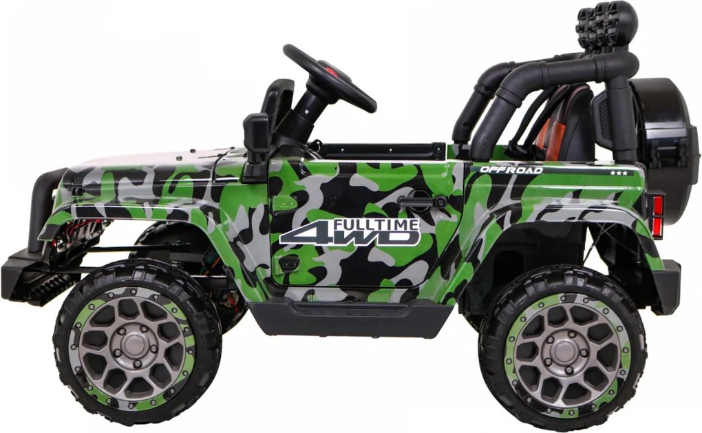 Ramiz Dětské terénní auto Full Time 4WD maskáčové na dálkové ovládání + pohon 4x4 + LED audio + úložný prostor