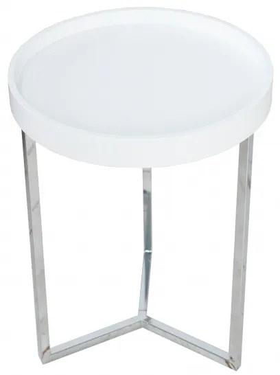 Inviro Odkládací stolek VETIL 40 cm, bílá/stříbrná