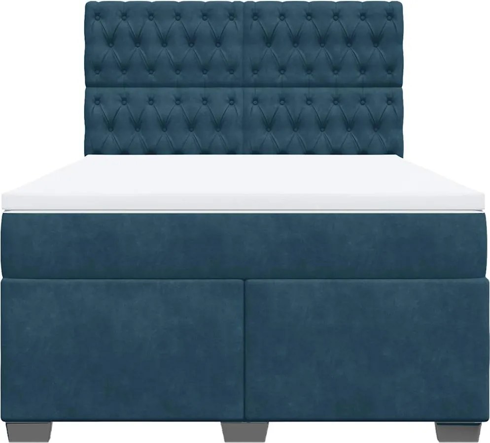 Box spring postel s matrací modrá 140 x 190 cm samet 3290916