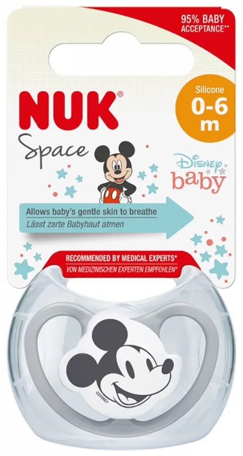 Dudlík Space NUK 0-6m Disney Mickey Mouse červená