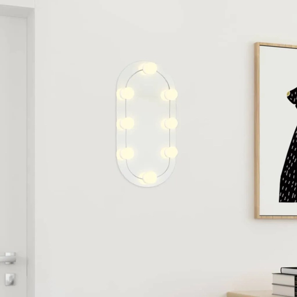 Zrcadlo s LED světly 40 x 20 cm sklo oválné 3102973