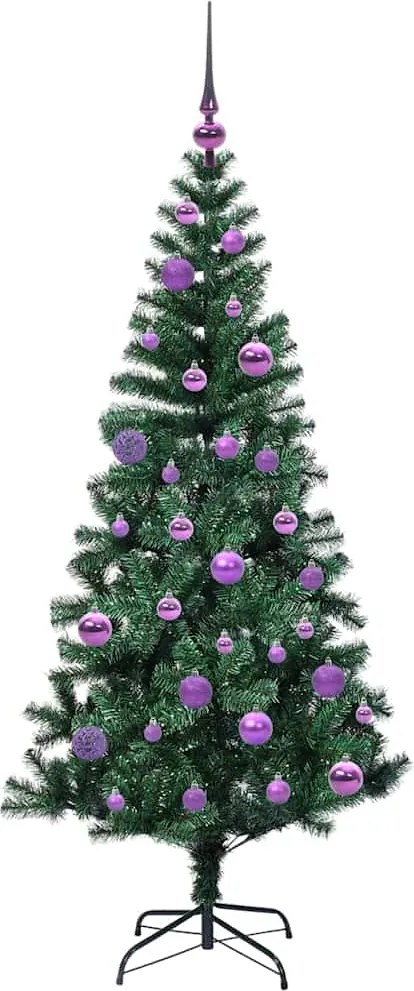 Umělý osvětlený vánoční stromeček Zelená 150 cm PVC a kov 3396755