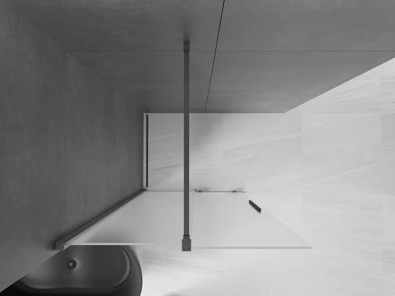 Mexen Velar, sprchová zástěna s posuvnými dveřmi Walk-in 100 x 200 cm, 8mm sklo námraza, grafit broušený, 871-100-000-33-66