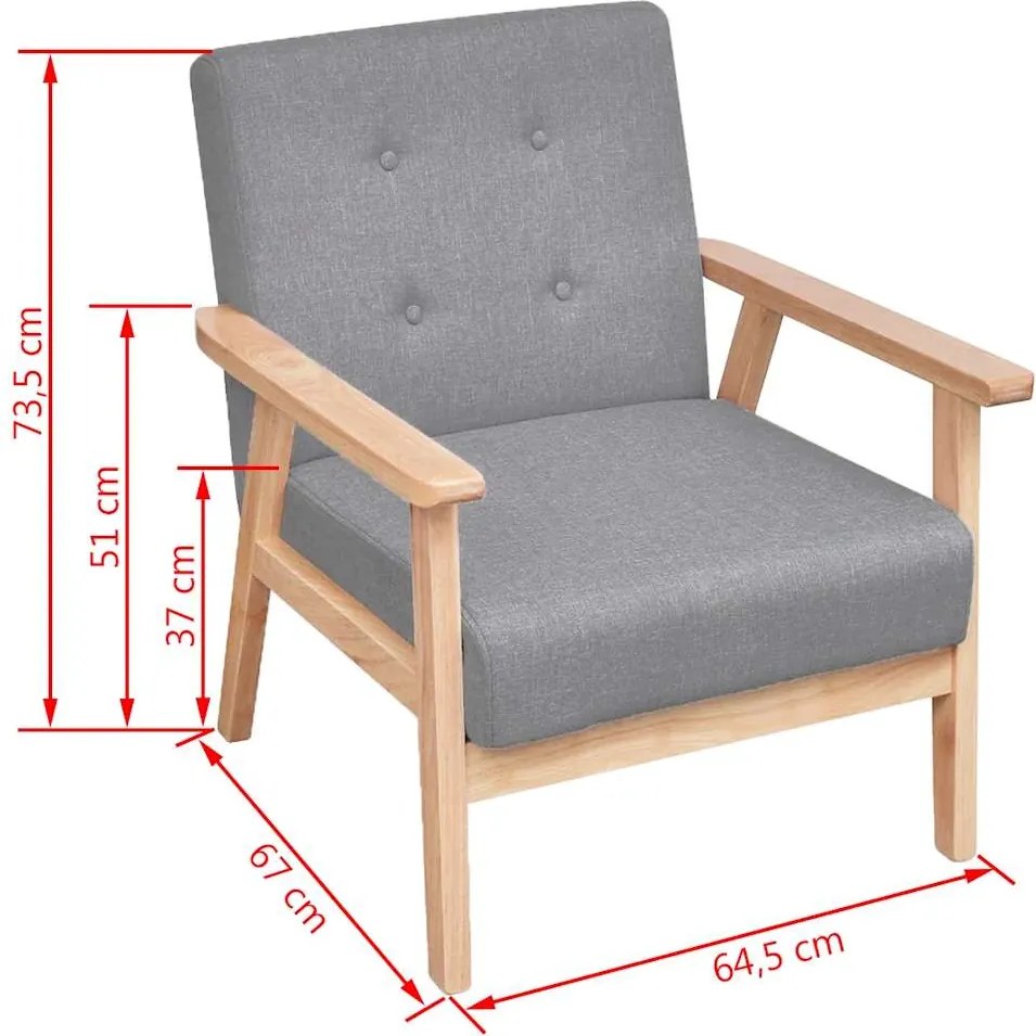 Křeslo světle šedé textil 242225