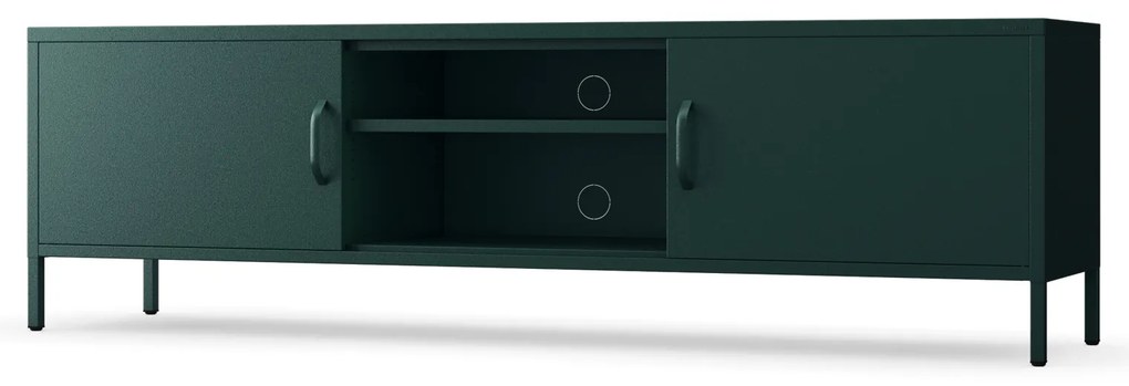 TV stolek kovový široký XL na nožkách, lahvově zelený, 1700x400x500 mm: ROSARIA