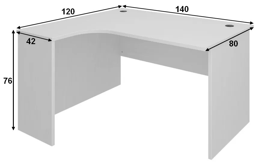 Rohový stůl SimpleOffice 140 x 120 cm, levý, ořech vlašský / šedá