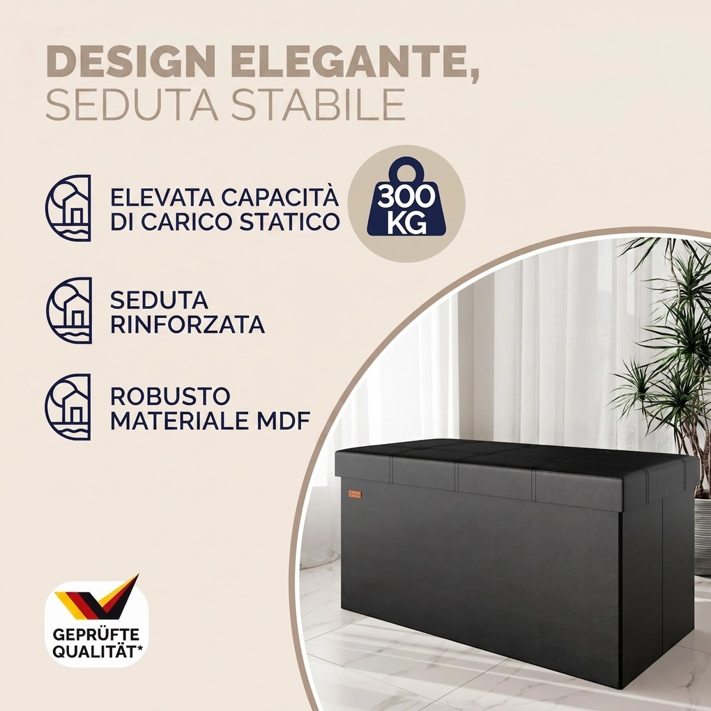 Lavice s úložným prostorem černý 80x40x40cm MDF skládací