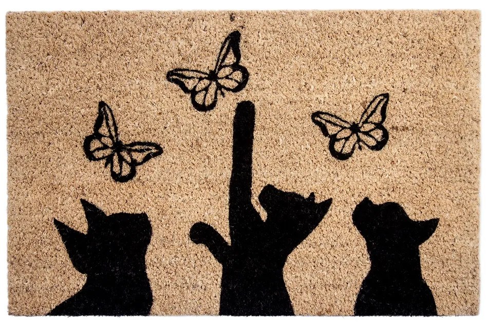 BO-MA Kokosová rohožka Kočky a motýli, 40 x 60 cm