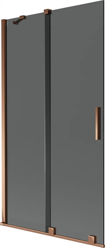 Mexen Velar, 2-křídlová posuvná vanová zástěna 100 x 150 cm, 8mm šedé sklo, růžové zlato, 896-100-000-41-60