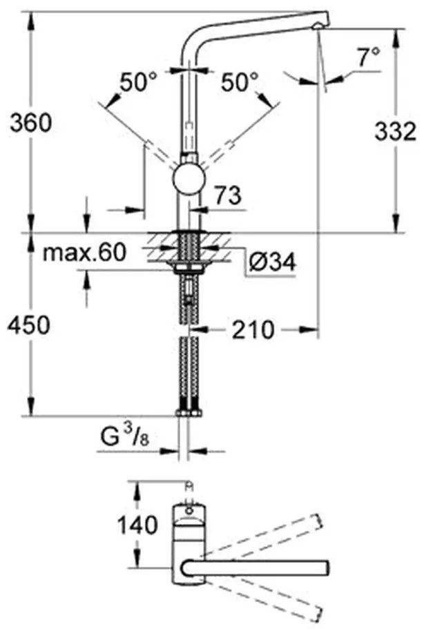 Grohe Minta - Páková dřezová baterie, chrom 31375000