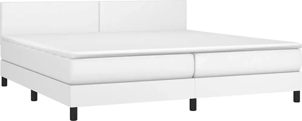 Box spring postel s matrací a LED bílá 200x200 cm umělá kůže 3134124