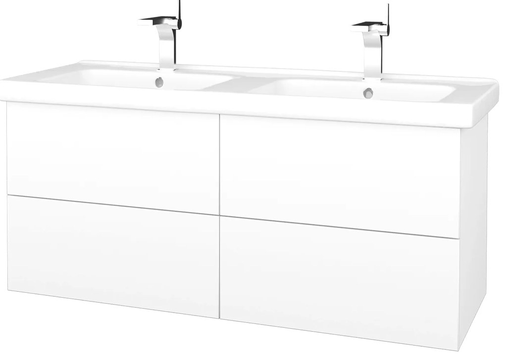 Dřevojas Koupelnová skříň VARIANTE SZZ4 125 (umyvadlo Harmonia) Varianta: M01 Bílá mat / M01 Bílá mat