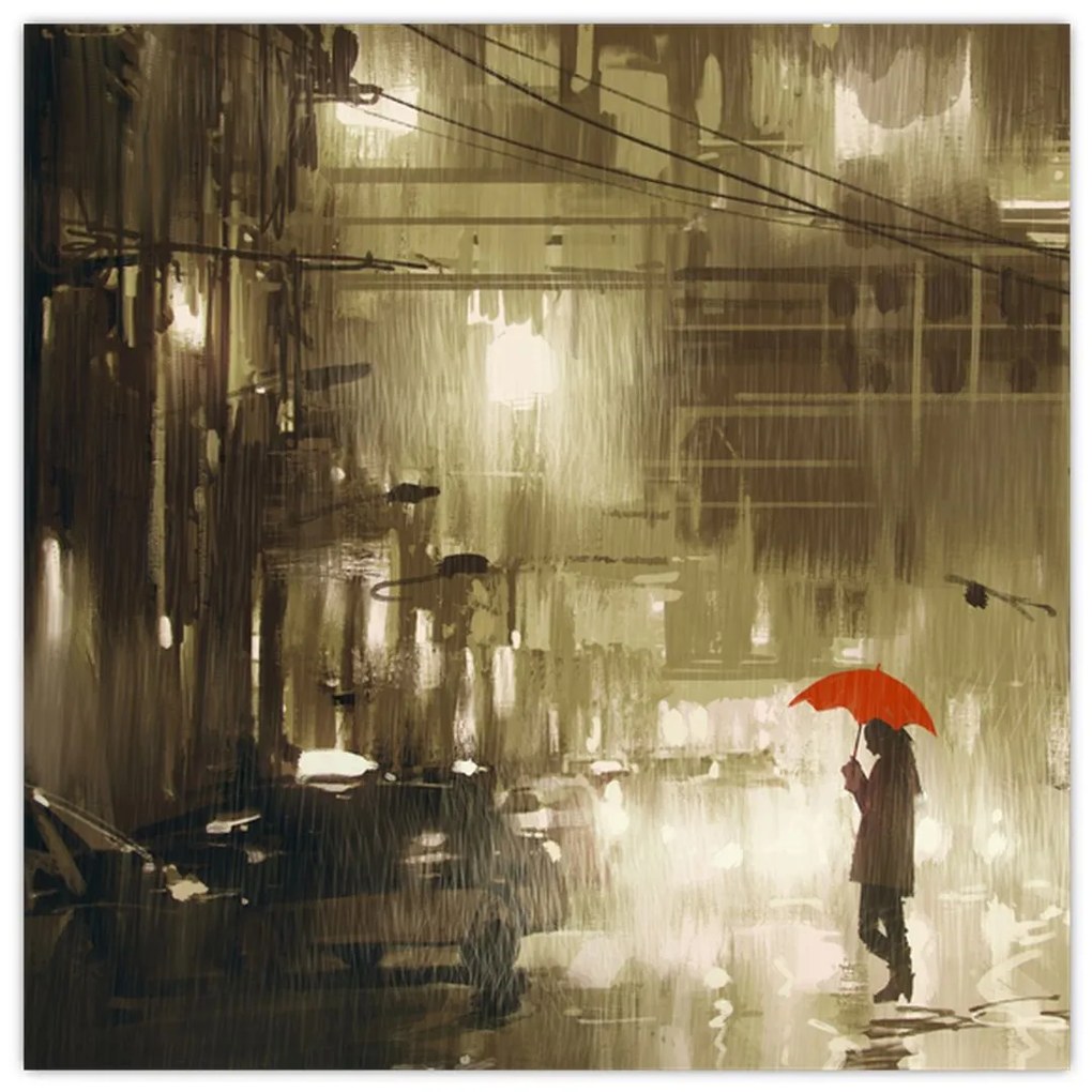 Obraz - Žena za deštivé noci (30x30 cm)