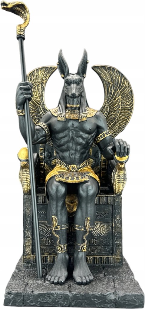 Figurka Egyptský Bůh Anubis Na Trůnu černá Veronese WU76733AB