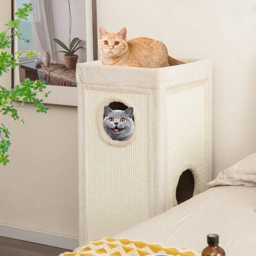 Costway 4 škrabací barel s 3 kočičími jeskyněmi a polštáři. Škrabadlo pro kočky