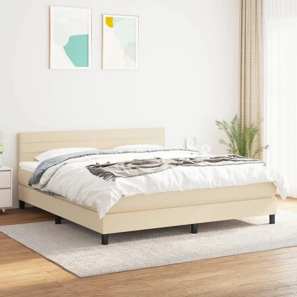 Box spring postel s matrací krémová 180x200 cm textil 3140158