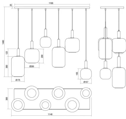 Redo 01-3215 - Lustr na lanku BRINA 6xE27/23W/230V