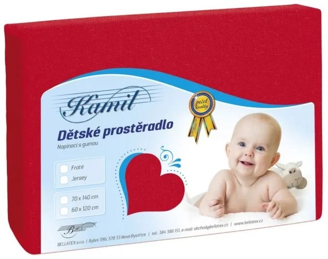 Bellatex Dětské jersey prostěradlo červená