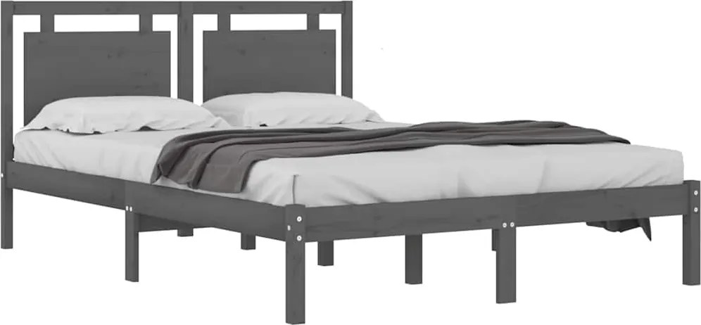 Rám postele šedý masivní dřevo 200 x 200 cm 3105557