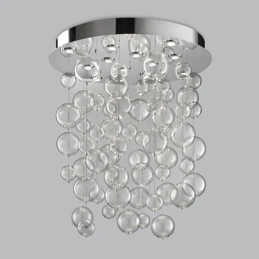 Metal Lux 251.090.01 Bolero, luxusní závěsné svítidlo, 60 kuliček čirého skla, 12x10W LED, prům. 100cm, délka závěsu: 110cm